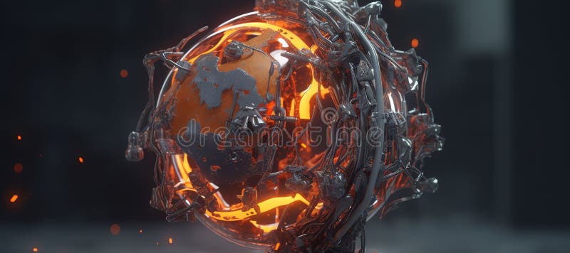Explosion of Fireball Electrical Energy, Elemental Stock Illustration ...