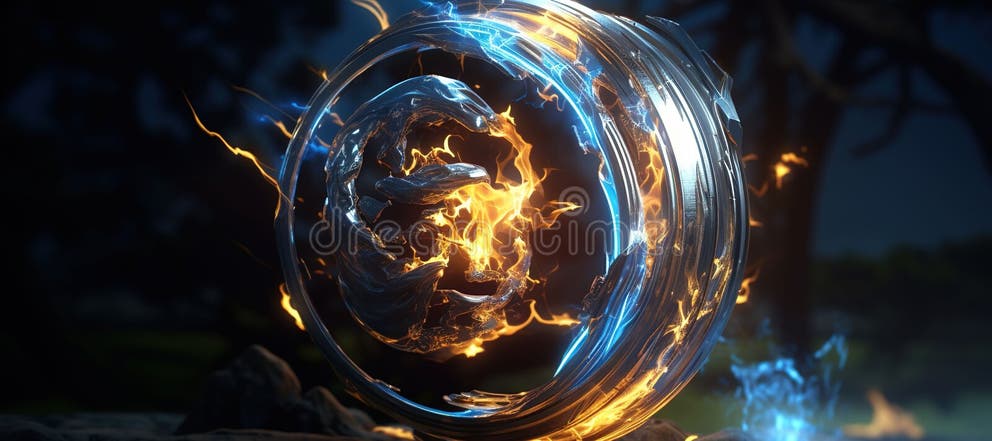 Explosion of Fireball Electrical Energy, Elemental Stock Illustration ...