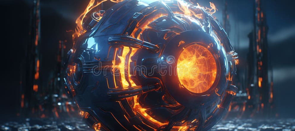 Explosion of Fireball Electrical Energy, Elemental Stock Illustration ...
