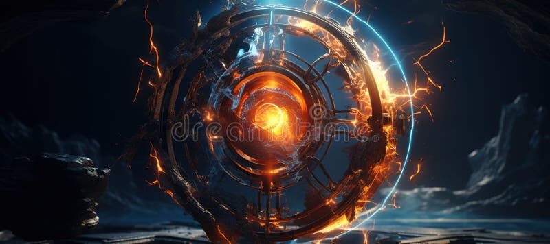 Explosion of Fireball Electrical Energy, Elemental Stock Illustration ...