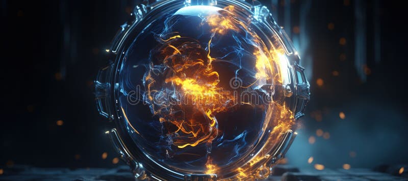 Explosion of Fireball Electrical Energy, Elemental Stock Illustration ...