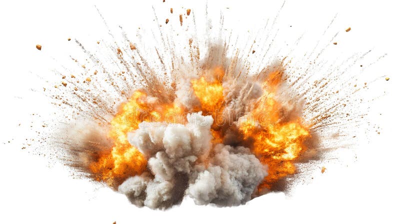 Explosion Fireball Isolated on White Stock Image - Image of blast ...