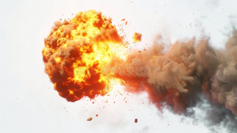 Explosion with Fireball and Smoke Trail Stock Image - Image of eruption ...