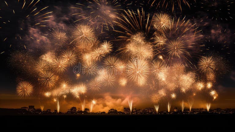 Explosion firework gold stock photo. Image of pyrotechnics - 373987626