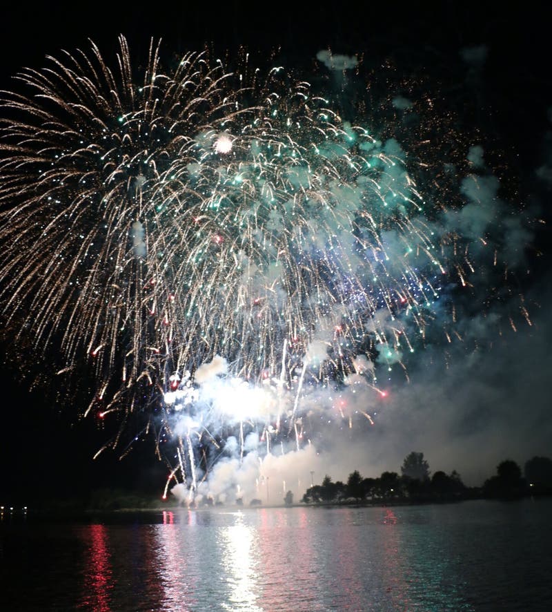 Explosion of fireworks stock image. Image of party, nature - 149006345