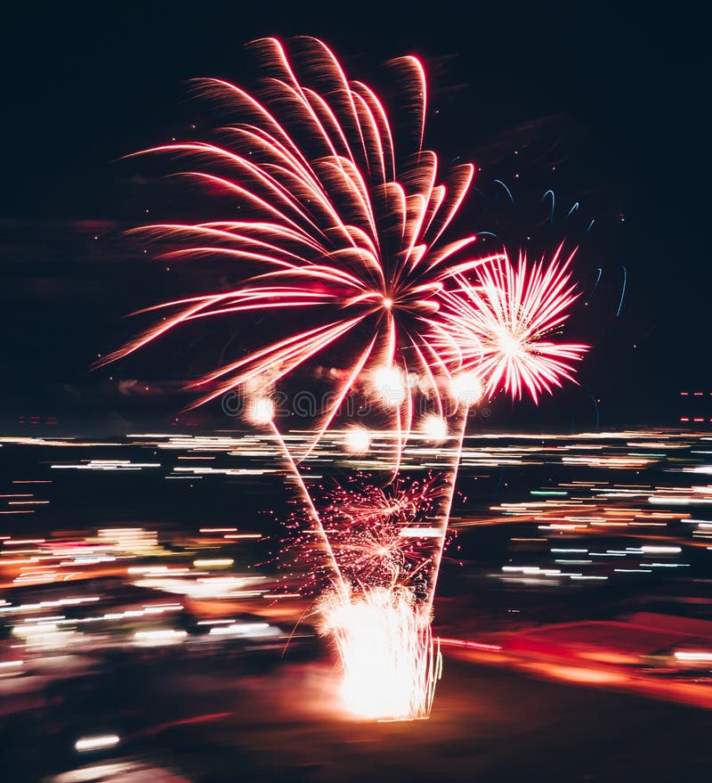An Explosion of Fireworks from Above. the Photo Was Taken on the Engine ...