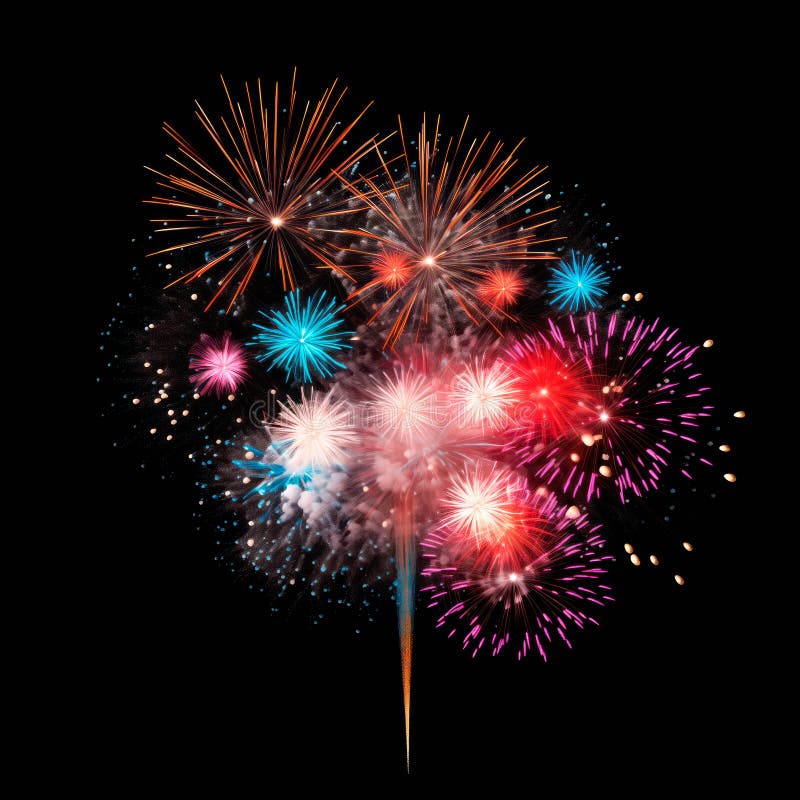 An Explosion of Fireworks with a Black Background with Free Space for ...