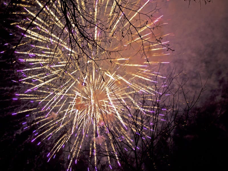Explosion of fireworks stock image. Image of energy, shine - 92866857