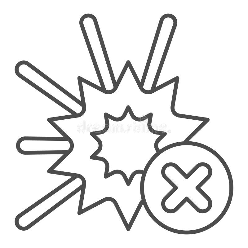 Explosion Flash Ban Thin Line Icon, Prohibited Items Concept. Vector ...