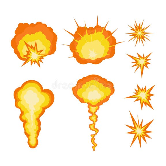 Explosion Flash Cartoon Illustration, Mushroom after Explosion Burning ...