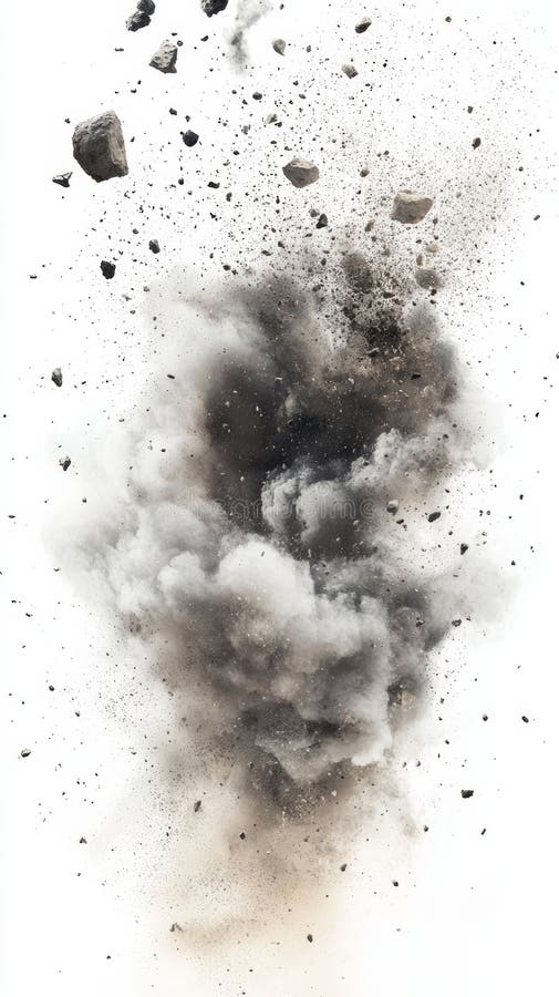 Explosion with Flying Debris and Smoke in Dynamic Motion. Destruction ...