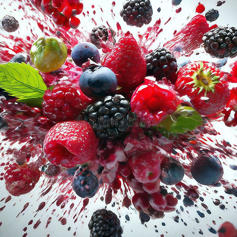Explosion with Flying Different Berries Stock Illustration ...