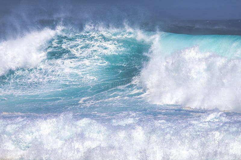 Explosion of Force As a Violent Wave Breaks on a Maui Shore. Stock ...