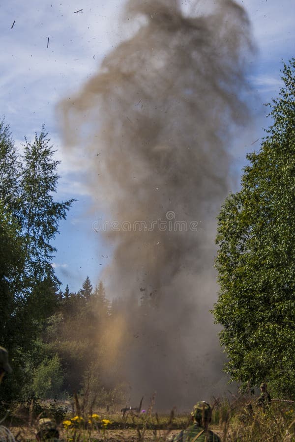 Explosion in forest stock image. Image of explosive, dust - 49966029