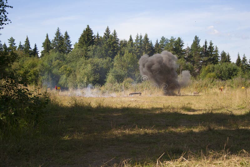 Explosion in forest stock photo. Image of terrorism, russian - 49965940