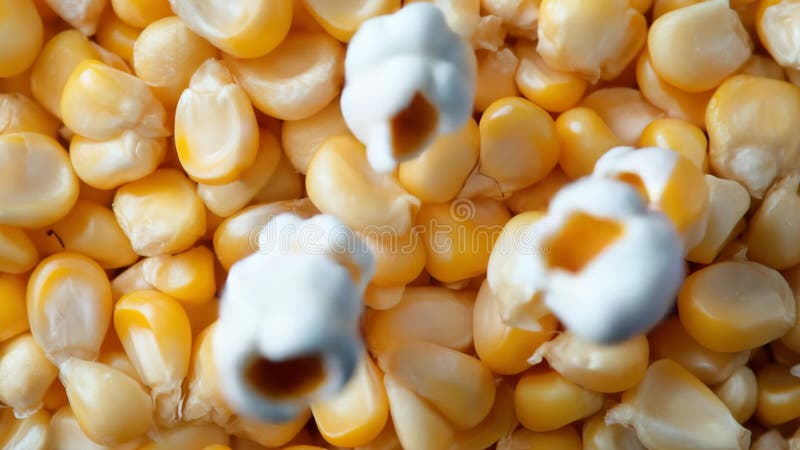Explosion of Fresh Popcorn from Corn Kernels in a Bright Frame Stock ...