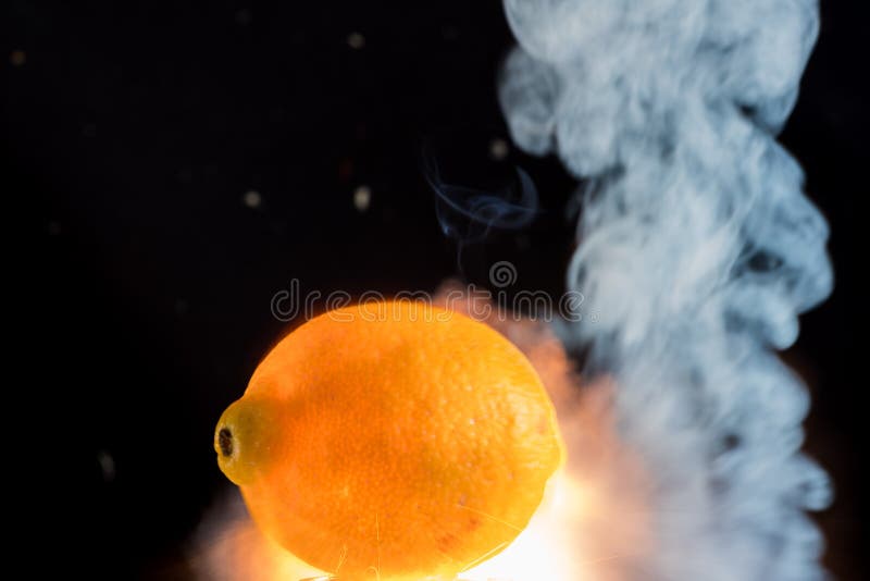 The Explosion of Fruit, Flash and Smoke, Apple, Lemon, Orange Stock ...