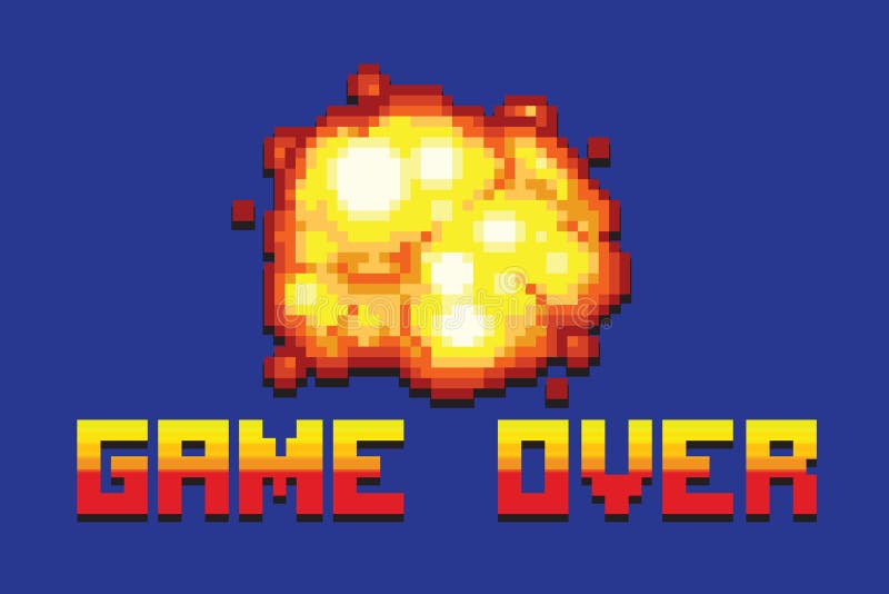 Explosion Game Over Message Pixel Art Style Retro Illustration Stock ...
