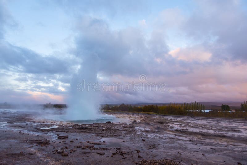Explosion at Geysir Geothermal Area, Iceland Stock Image - Image of ...