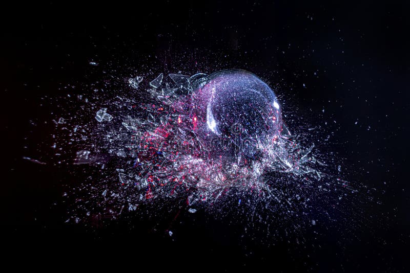 Explosion of a Glass Ball on a Black Background Stock Image - Image of ...