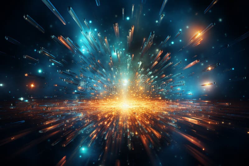 Explosion of Glowing Objects on the Sky Stock Illustration ...