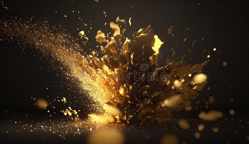 Explosion Gold Confetti on a Black Background. Generative Ai Stock ...