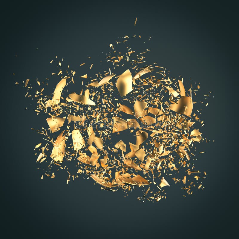 Explosion of Gold Fragments on a Dark Background Stock Illustration ...