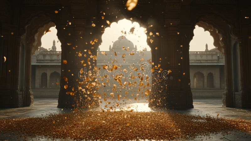 The Explosion of Golden Dust within Ancient Ruins Creates a ...