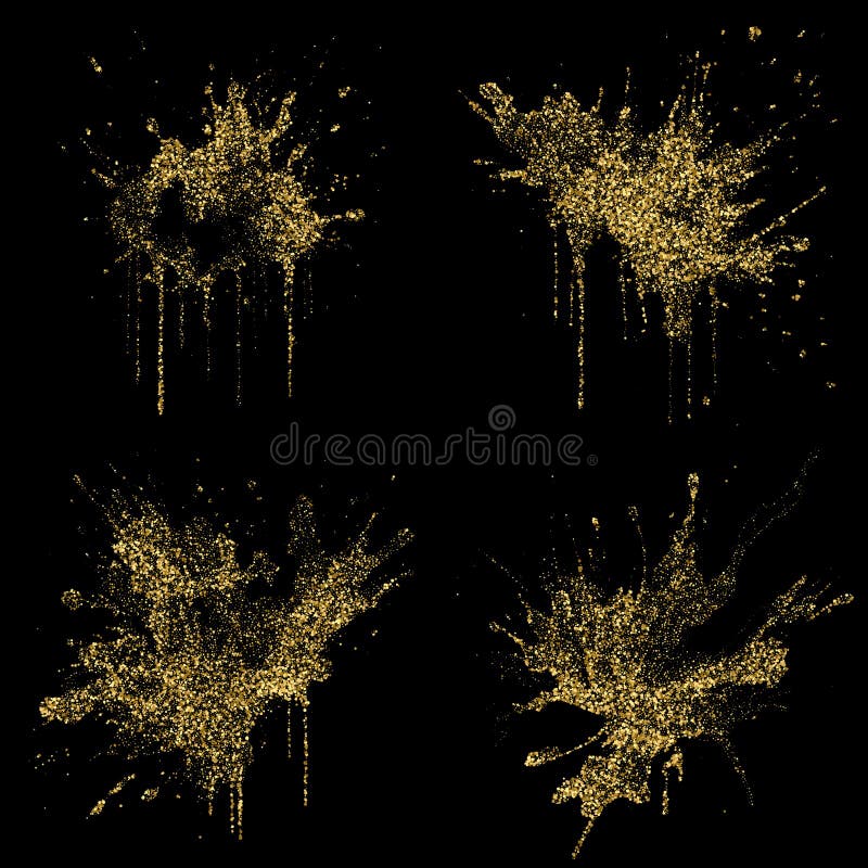 Golden Glitter Texture Isolated on Black Background. Golden Color ...