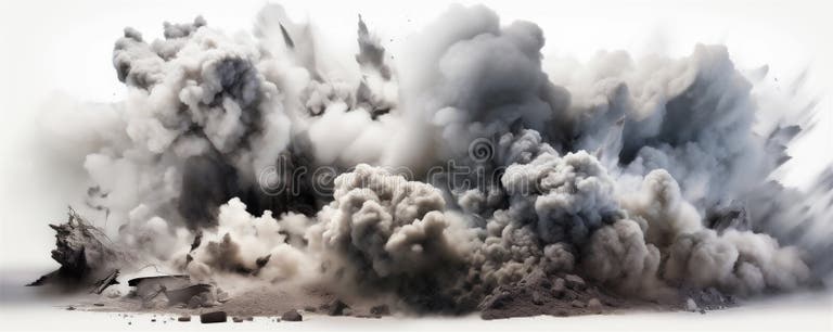 An Explosion of Smoke and Debris, Exploding from Demolition, White ...