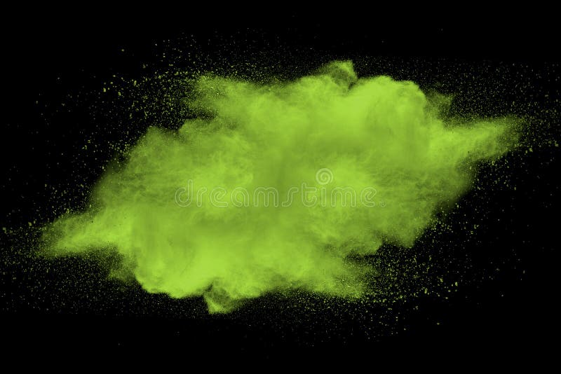 Explosion of Green Dust on Black Background Stock Image - Image of ...