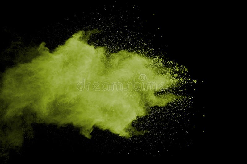 Explosion of Green Dust on Black Background Stock Image - Image of ...