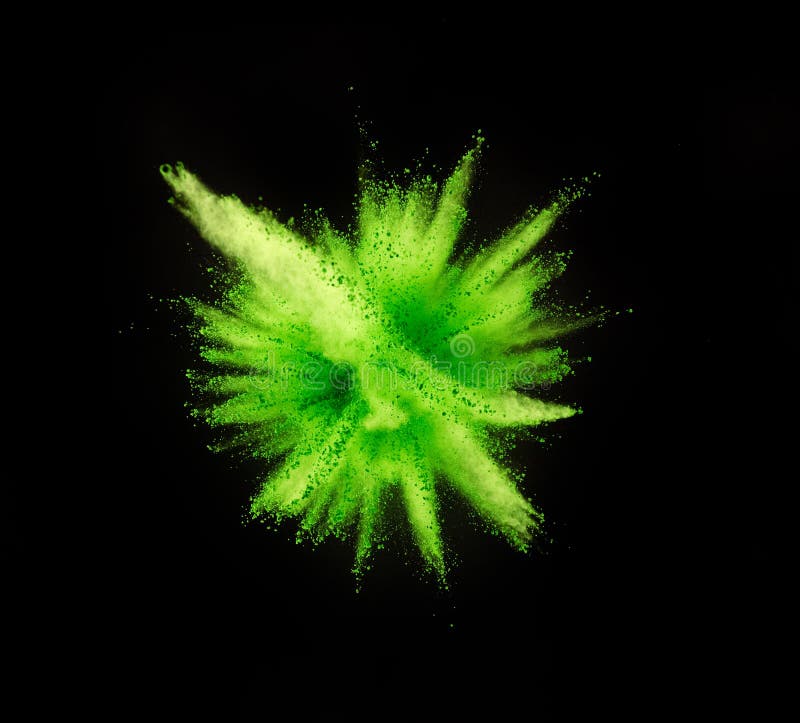 Explosion of Green Powder on Black Background. Stock Image - Image of ...