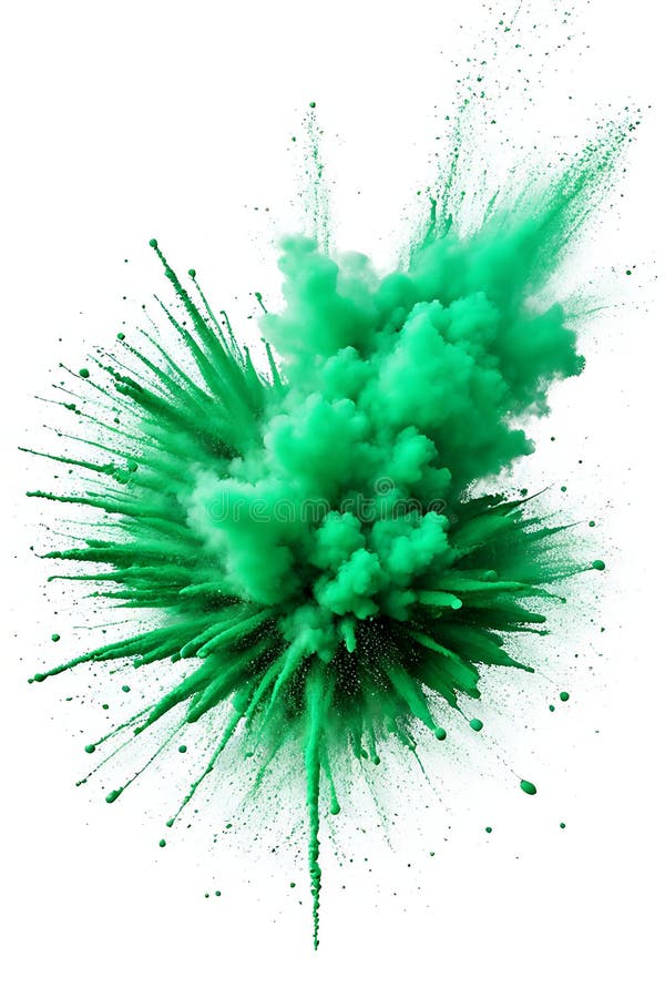Explosion of Green Powder Forming a Radial Pattern on a White ...