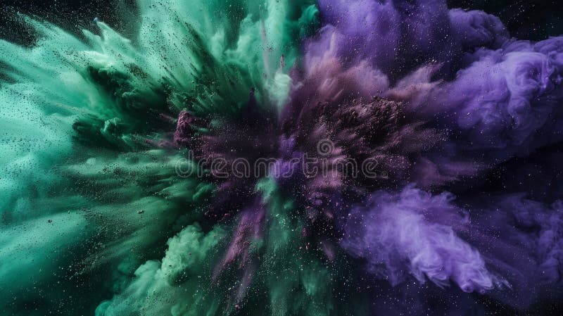 Explosion of Green and Purple Powder Stock Image - Image of wave ...