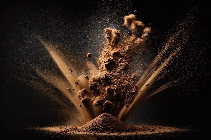 Explosion of Ground Coffee with Roasted Beans on Black. Illustration AI ...