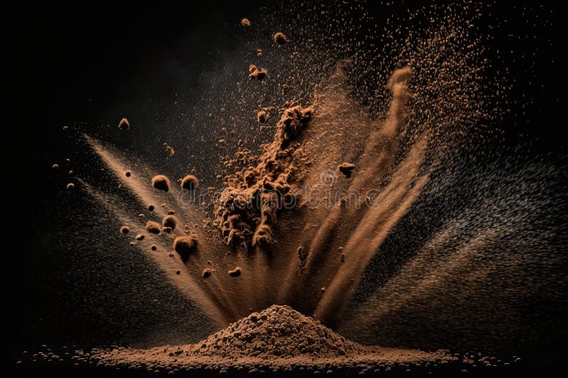 Explosion of Ground Coffee with Roasted Beans on Black. Illustration AI ...
