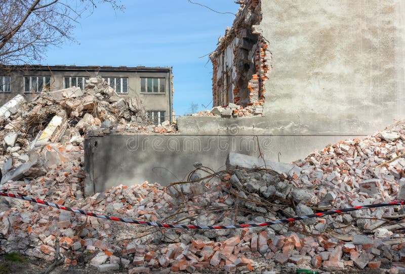 Explosion, House Demolition, Destroyed Building, Broken Collapsed Walls ...