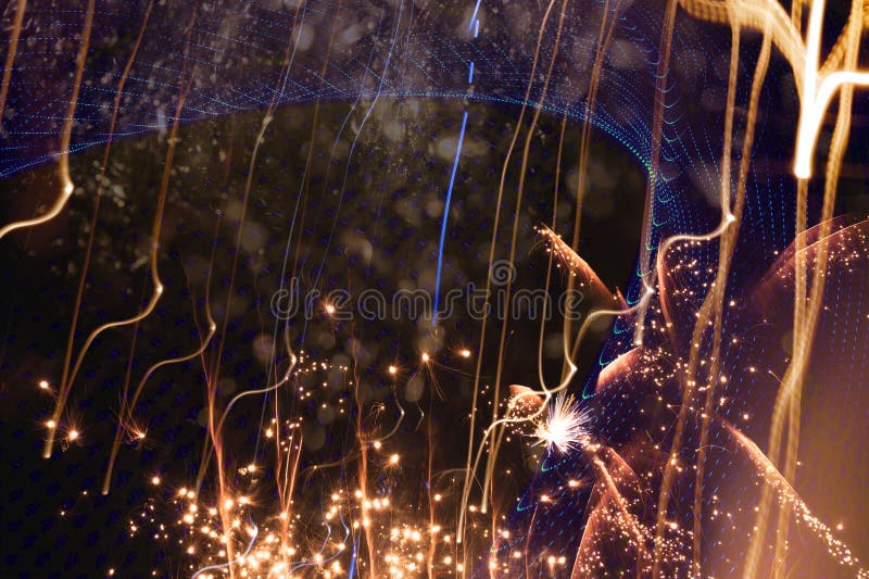 An Explosion of Huge Fires and Lights Stock Photo - Image of holiday ...