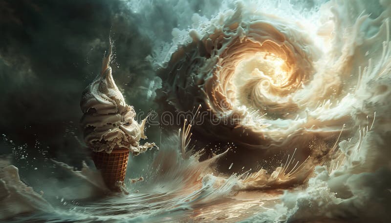 Explosion of Ice Cream, in a Swirling Tornado Stock Illustration ...