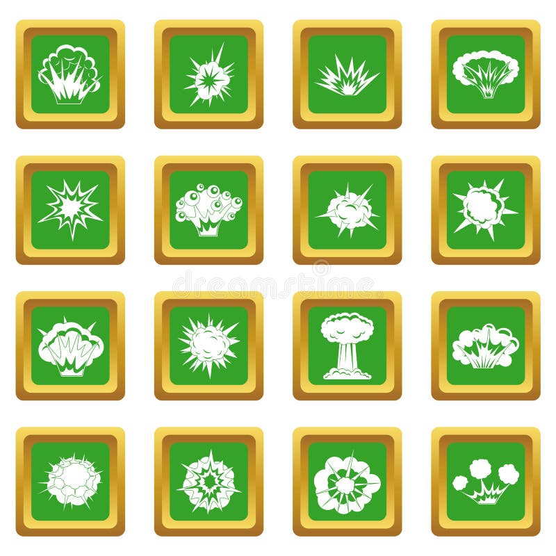 Explosion icons set green stock vector. Illustration of action - 97788578