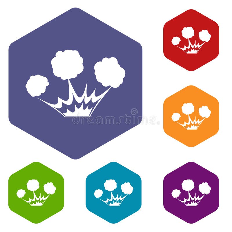 Explosion Icons Set Hexagon Stock Vector - Illustration of boom, smoke ...