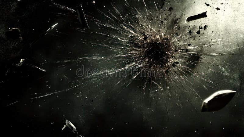 An Explosion or Impact Effect with Debris Scattering in a Dark ...