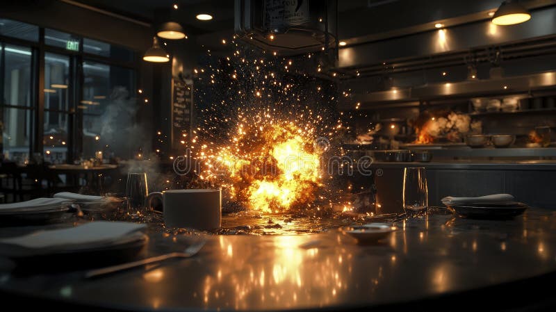Explosion Incident at Restaurant Kitchen Culinary Mayhem Urban Setting ...
