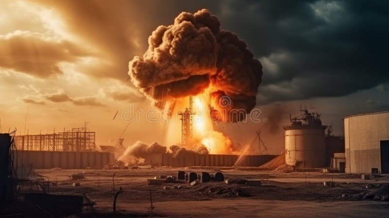 Explosion at an Industrial Plant. AI Generated Stock Image - Image of ...