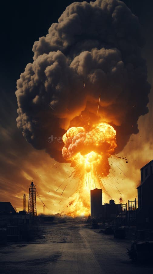 Explosion at an Industrial Plant. AI Generated Stock Image - Image of ...