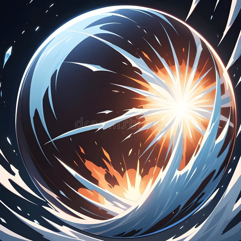 An Explosion Inside a Sphere, the Ball is Made of Ice and Has White ...