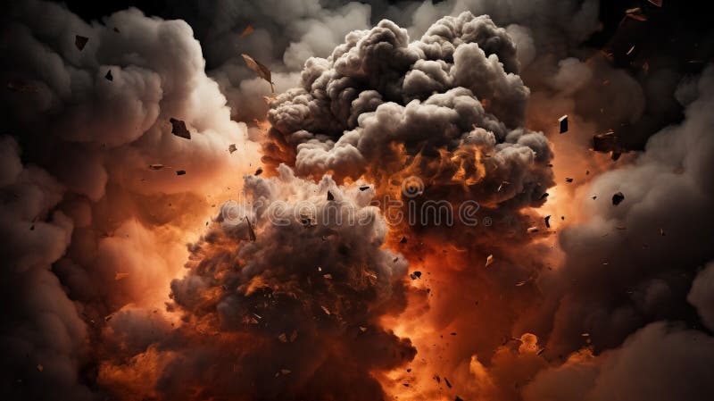 An Explosion with Intense Smoke and Flames Stock Illustration ...