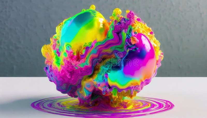 Explosion of Iridescent Rainbow Liquid Stock Illustration ...