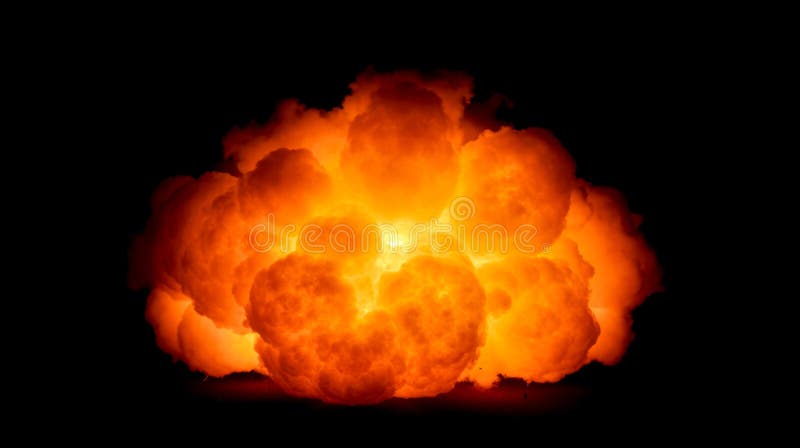 Explosion Isolated on Black Background, Fiery Blast with Intense Flames ...